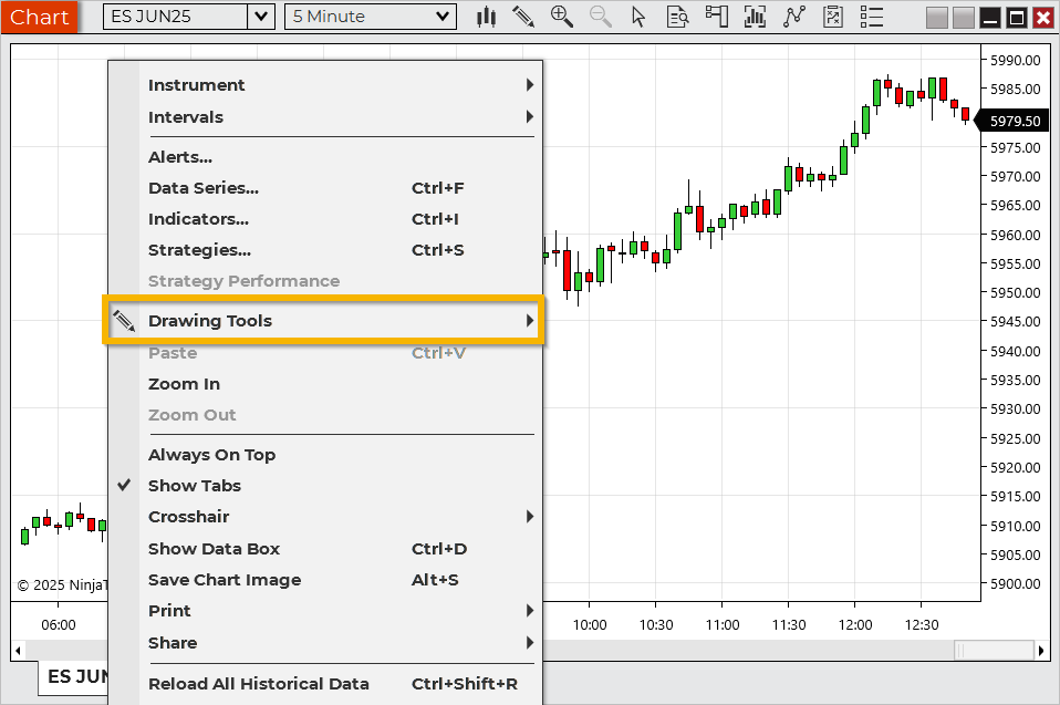 Drawing Tools - NinjaTrader Desktop